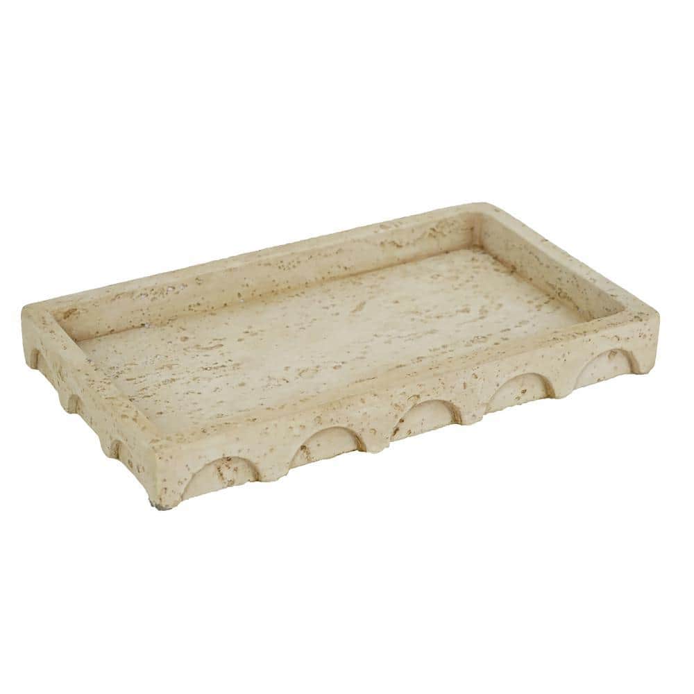 A & B Home Cement Tray with Wave Motif - 10x6x1.2" - Cream 61021 - The ...