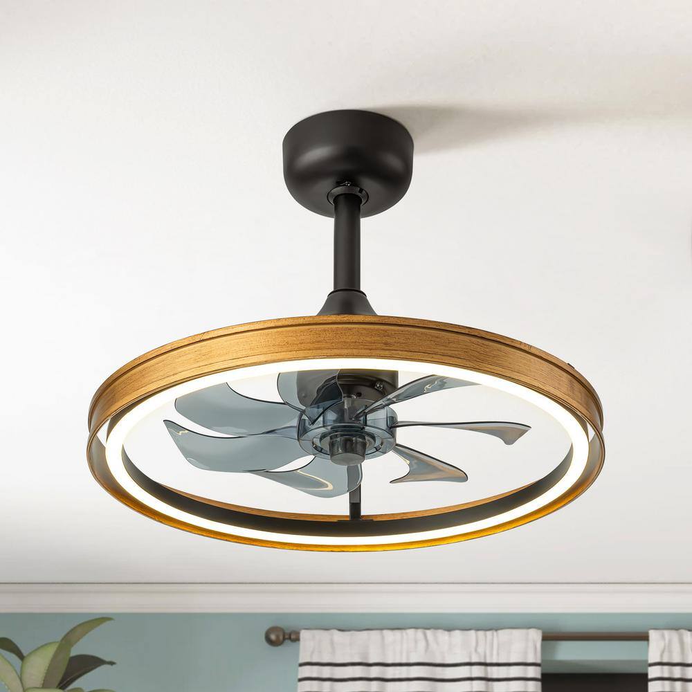 Rennnsan Anson 18.9 in. 48-Watt LED Brown Woodgrain Indoor Ceiling Fan ...