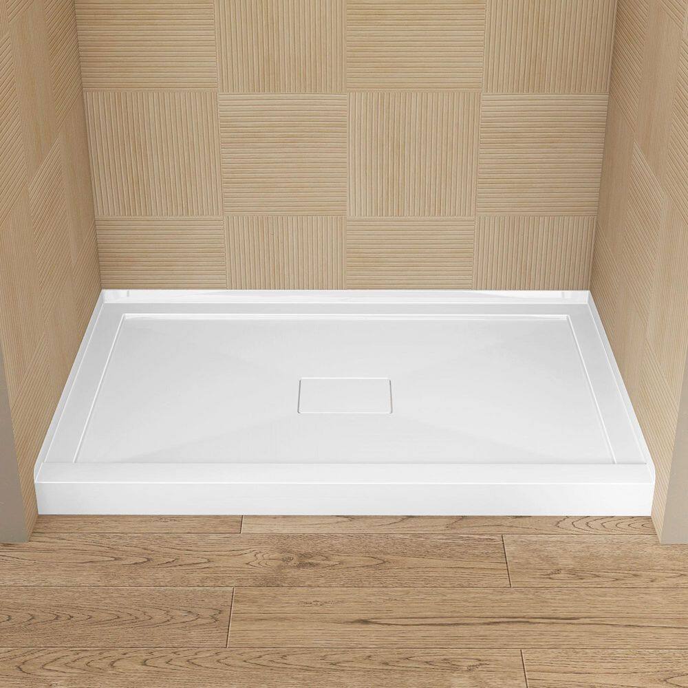 Getpro 48 in. L x 32 in. W White Single Threshold Alcove Shower Pan ...