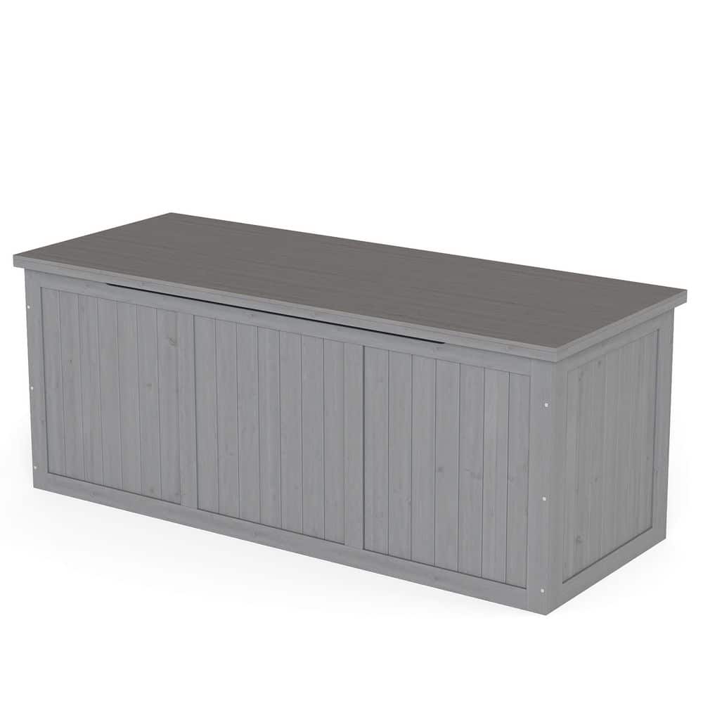 Light Gray 112 Gal. Fir Wood Weather-Resistant Outdoor Deck Box ...