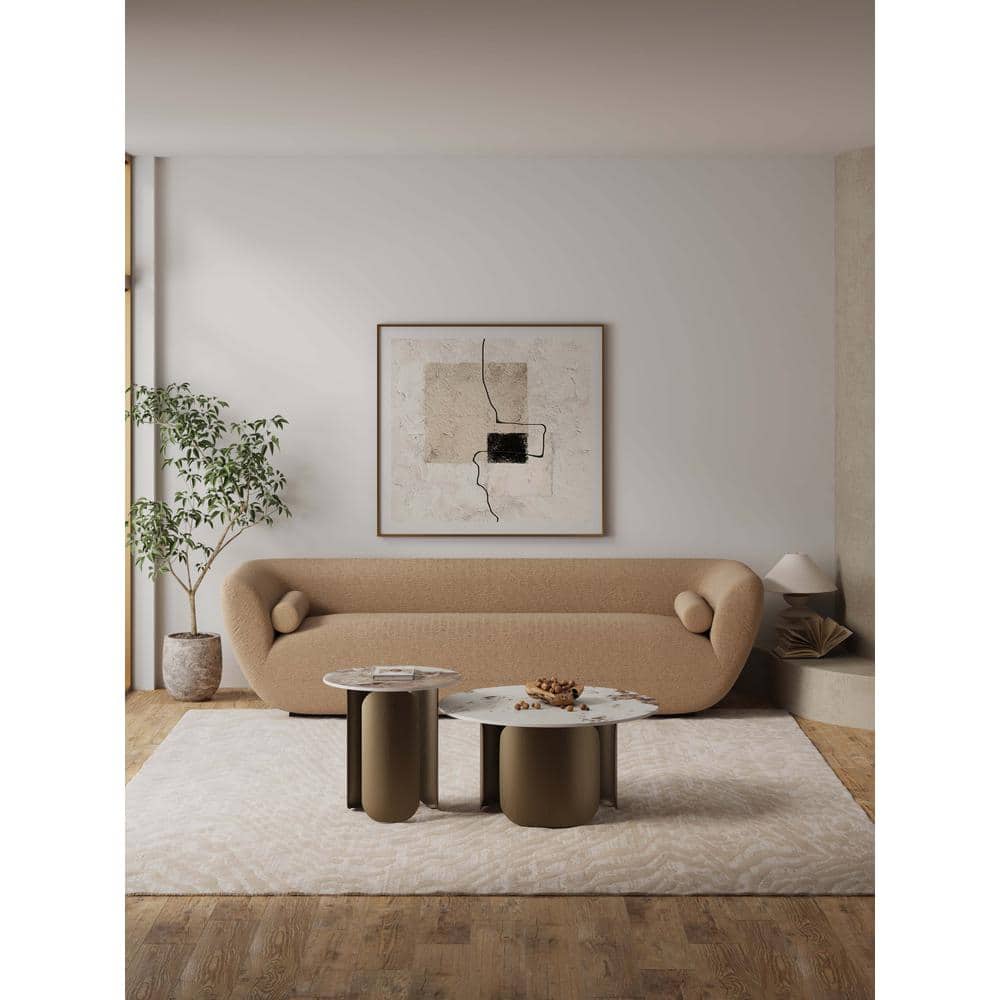 Manhattan Comfort Monica 2-Piece Modern 31.49 in. Gold Round Sintered ...