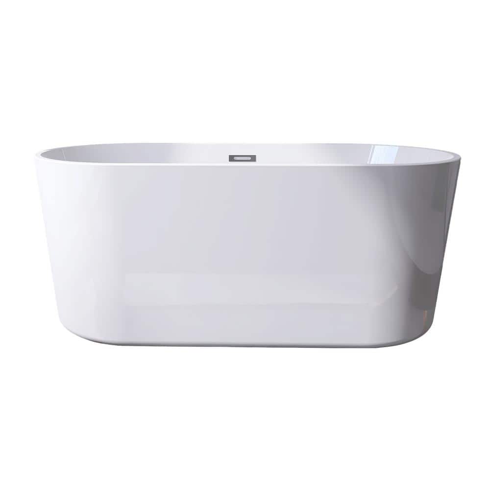 58 in. Anti Slip Acrylic Flatbottom Bathtub Non-yellow Soaking Tub in ...