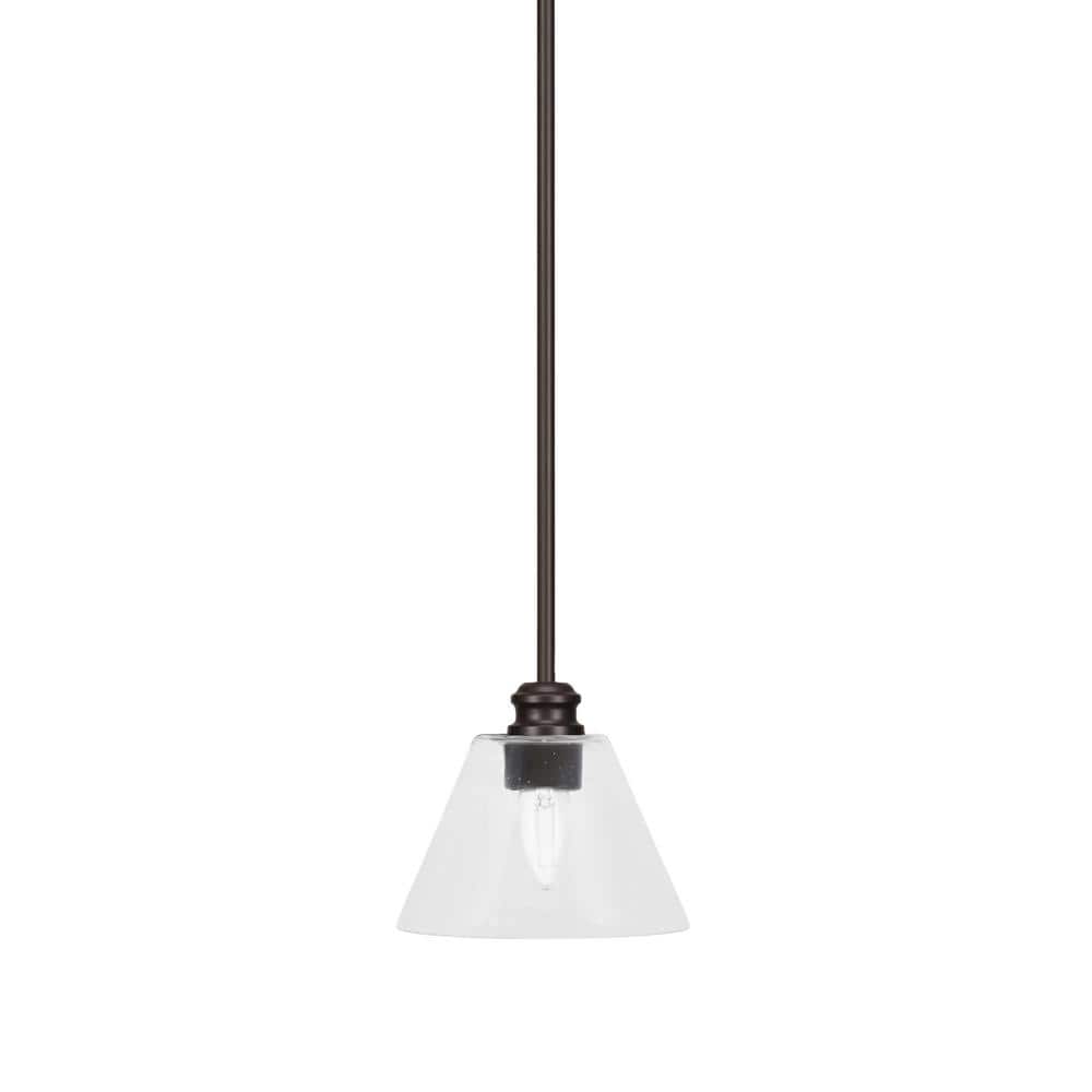 Albany 60-Watt 1-Light Espresso Shaded Pendant Light with Clear Bubble ...