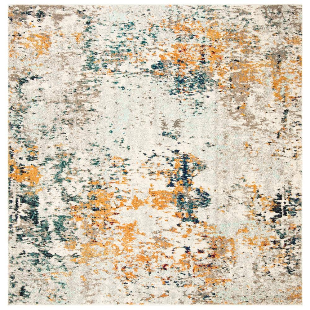 SAFAVIEH Madison Gray/Beige 11 ft. x 11 ft. Geometric Abstract Square ...