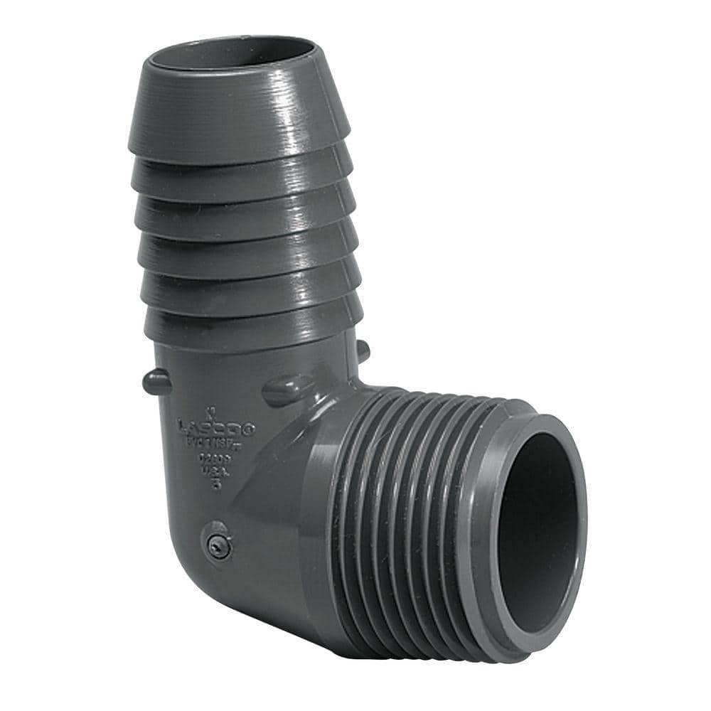 1 in. x 1 in. PVC 90 Degree Barb x MPT Elbow 1413010RMC - The Home Depot