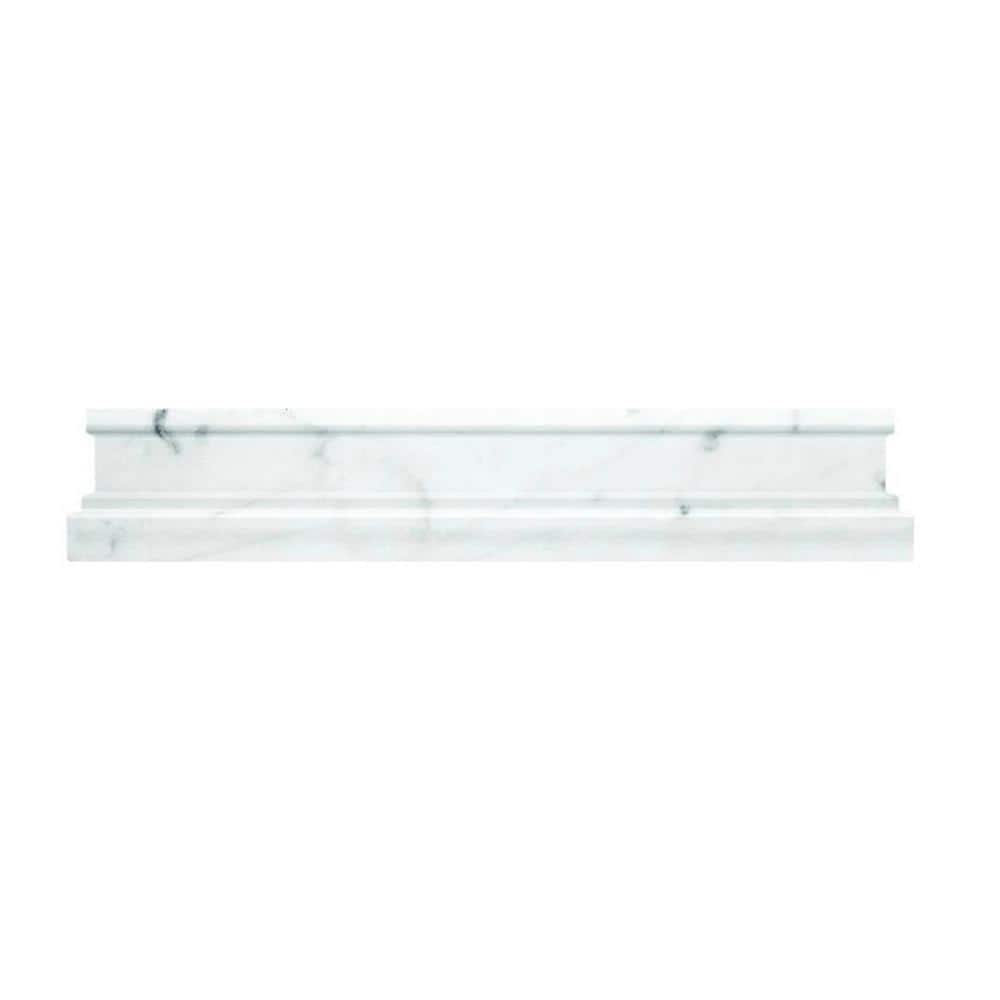 Apollo Tile Grandis White 2 in. x 12 in. Polished Bianco Carrara Marble ...