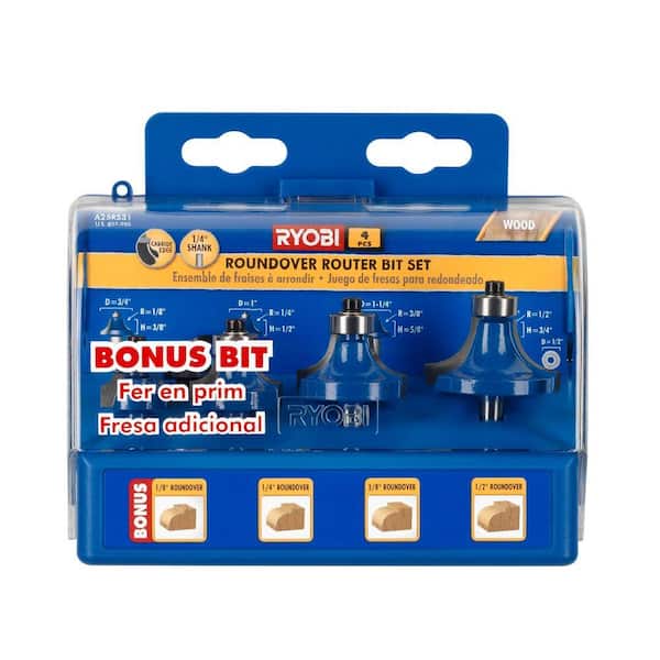 RYOBI Roundover Router Bit Set (4-Piece) A25RS31R1 - The Home Depot