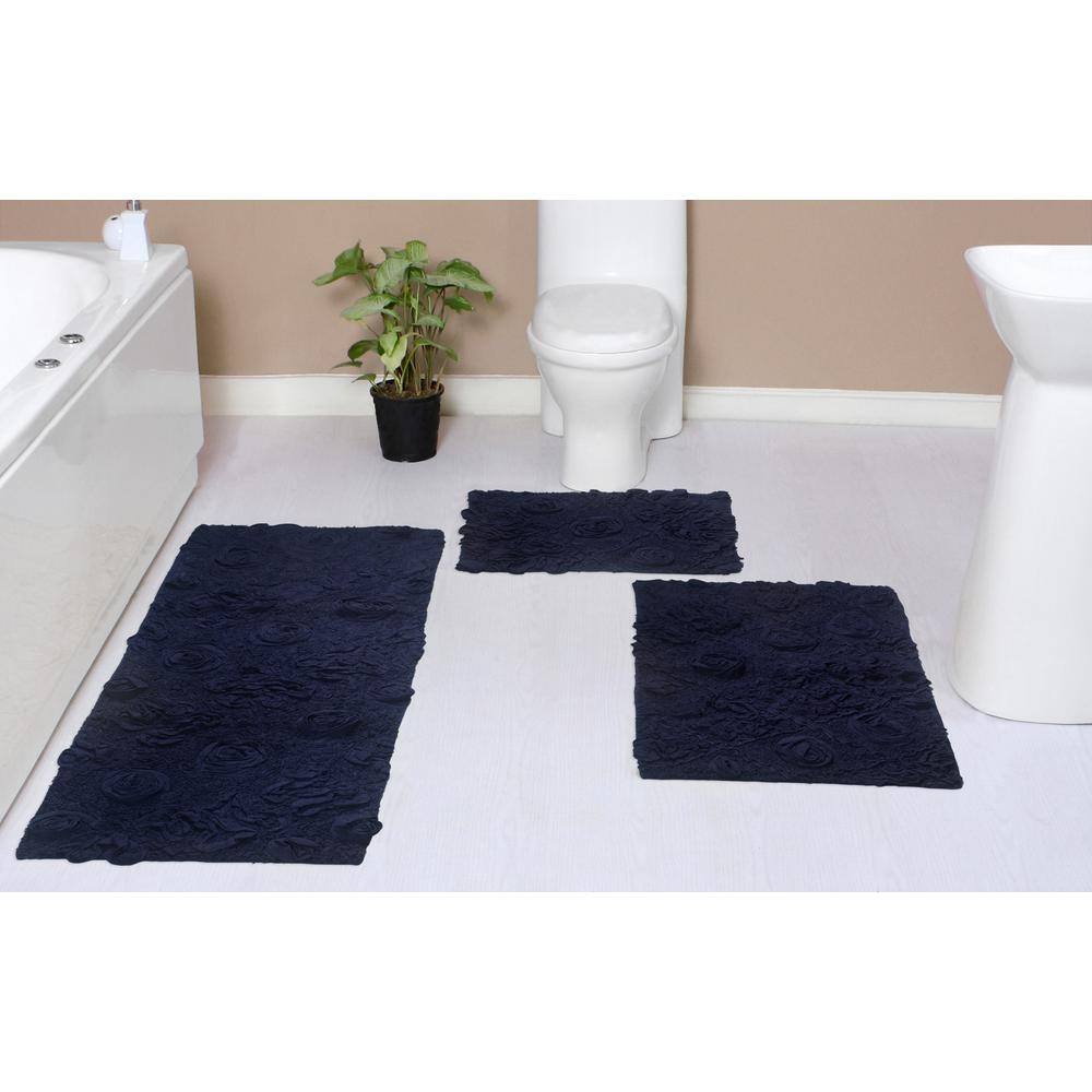 HOME WEAVERS INC Modesto Bath Rug 100% Cotton Bath Rugs Set, 3-Pcs Set ...