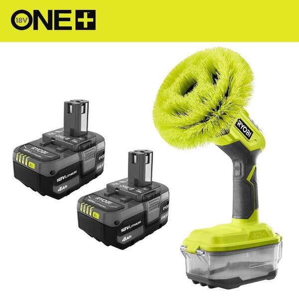 RYOBI ONE+ 18V Cordless VORTEX Power Scrubber Kit with 2.0 Ah Battery ...