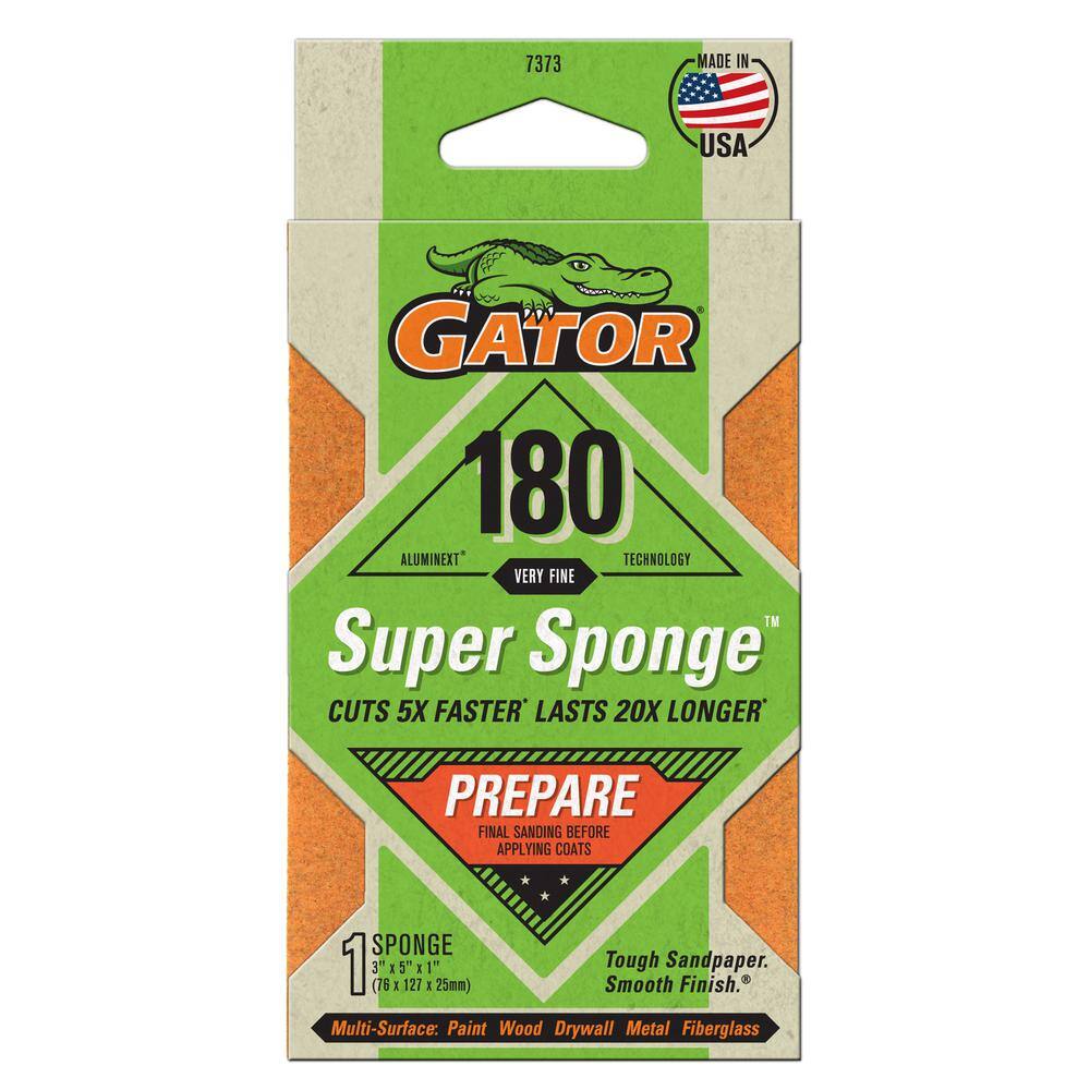 Gator Super Sponge 3 in. x 5 in. x 1 in. Very Fine 180 Grit Sanding ...