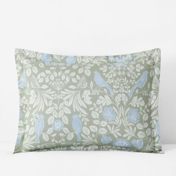 The Company Store Company Cotton Tira Bird Percale Green Standard Sham ...