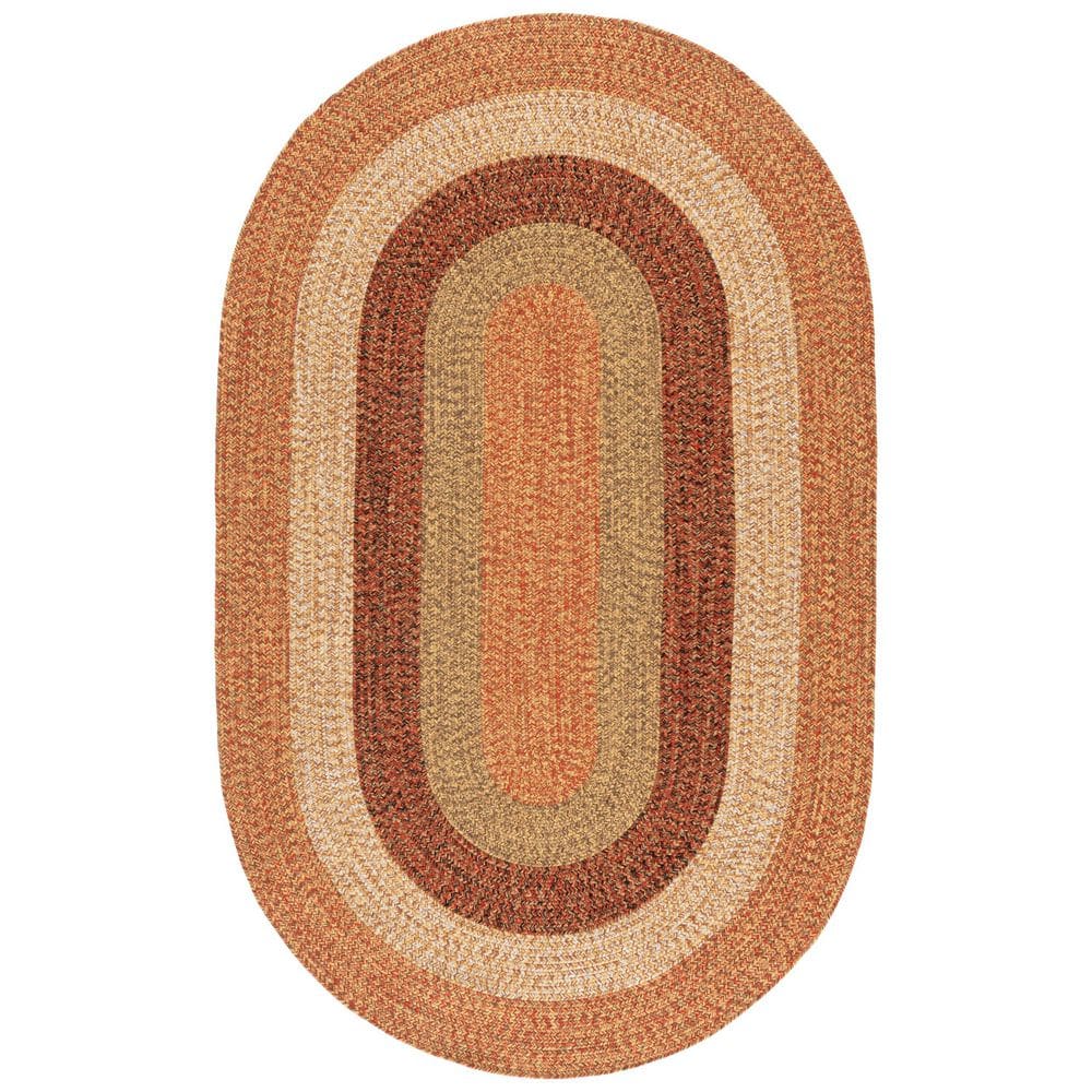 SAFAVIEH Braided Rust/Red 5 ft. x 8 ft. Machine Washable Solid Striped ...