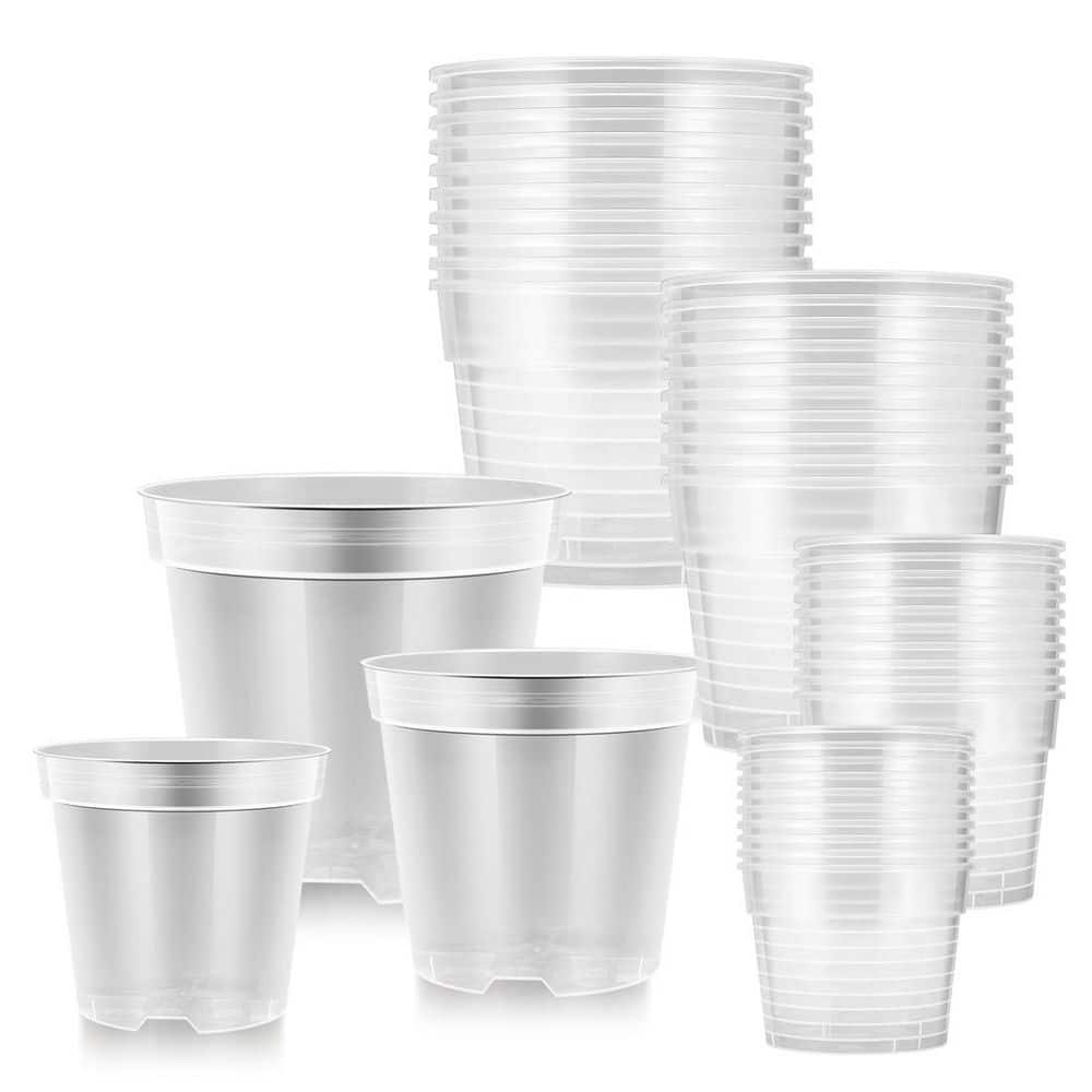 VIVOSUN 3/4/5/6 in. Clear Plastic Nursery Pots with Drainage Holes (40 ...