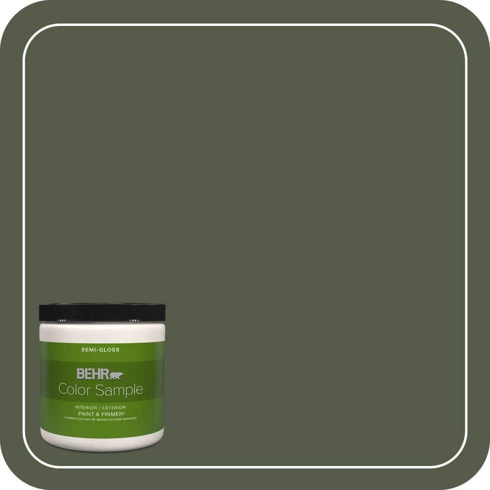 BEHR PREMIUM PLUS 8 oz. #430F-7 Windsor Moss Semi-Gloss Interior ...