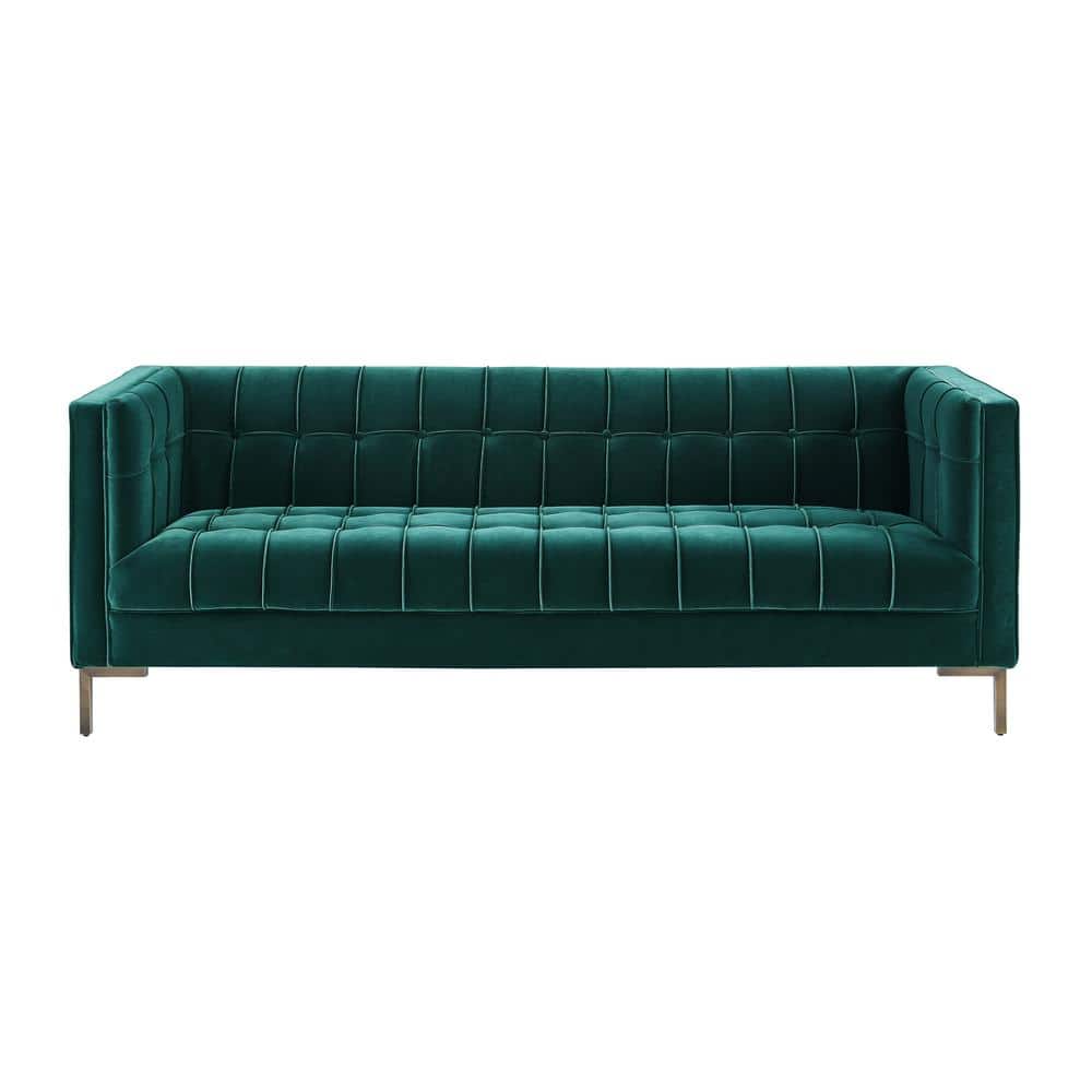 Steve Silver Isaac 84 in. W Velvet Straight Channel Stitch Sofa in ...