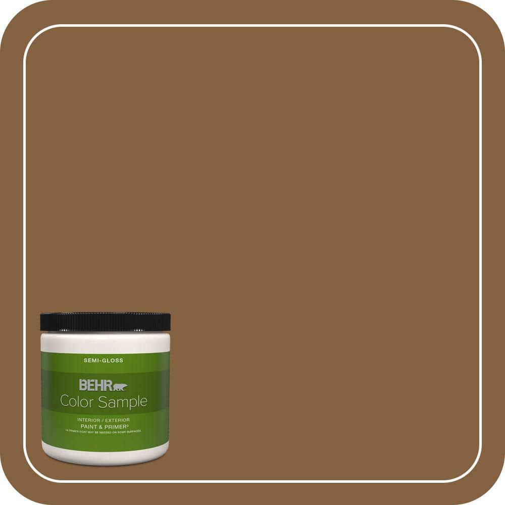BEHR PREMIUM PLUS 8 oz. #MQ2-10 Burnt Caramel Semi-Gloss Interior ...