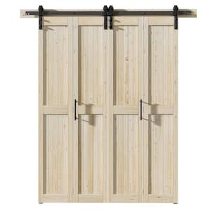 SANDING 72 in. x 84 in. Paneled Solid Core Aged Barrel Pine Wood No ...