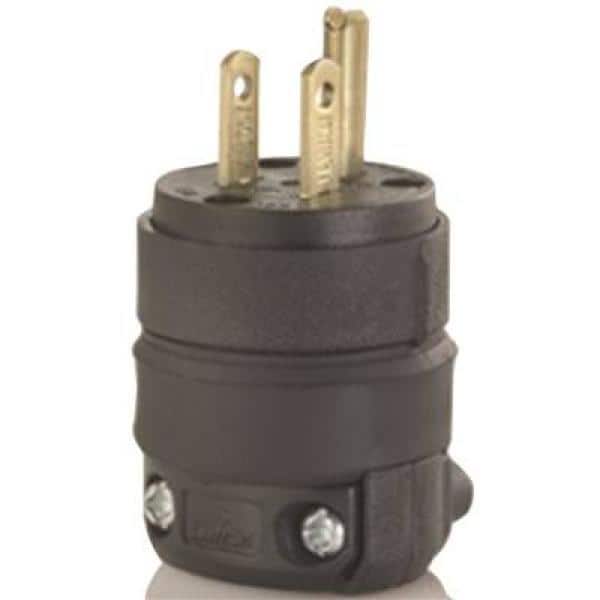 Leviton 15 Amp 125-Volt Rubber Grounding Plug 515PR - The Home Depot