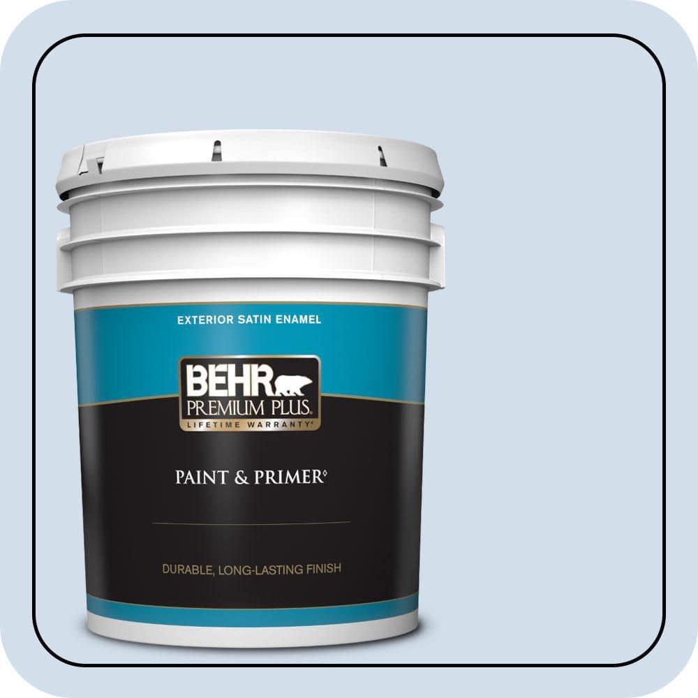BEHR PREMIUM PLUS 5 gal. #M530-1 Ice Drop Satin Enamel Exterior Paint ...