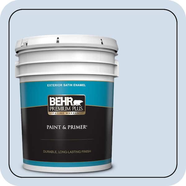 BEHR PREMIUM PLUS 5 gal. #M530-1 Ice Drop Satin Enamel Exterior Paint ...