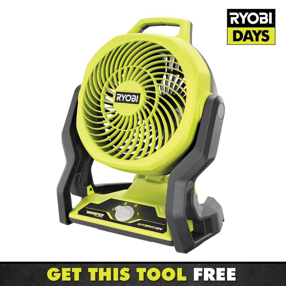 RYOBI ONE+ 18V Cordless Hybrid WHISPER SERIES 7-1/2 in. Fan (Tool Only ...