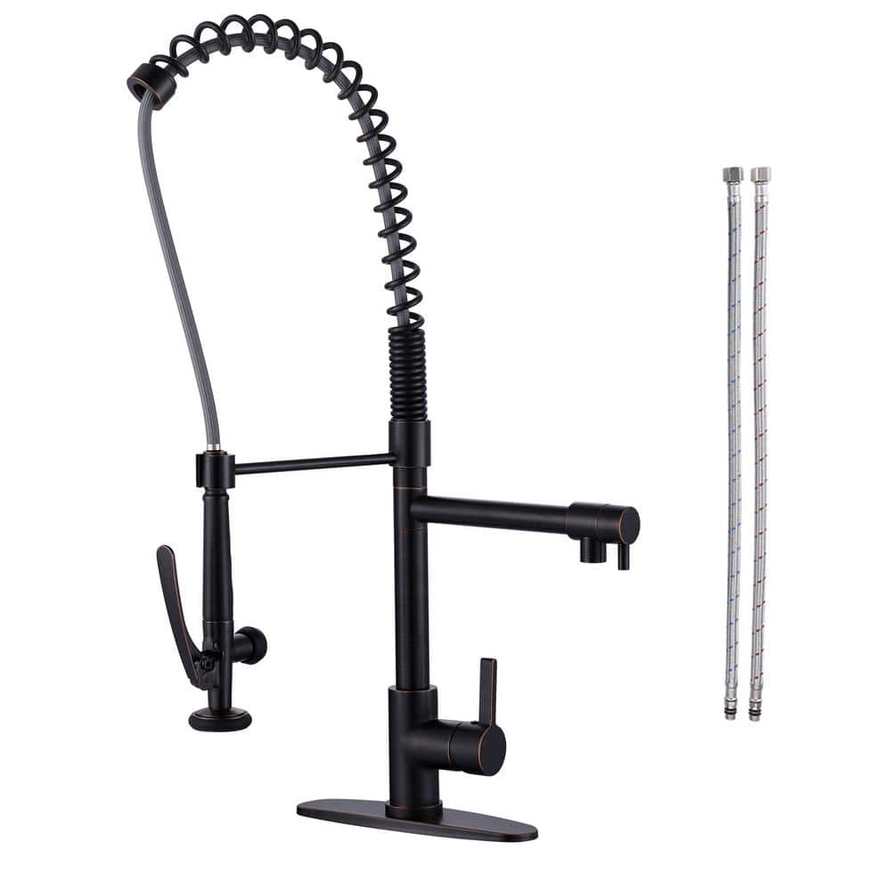 ALEASHA Single Handle Pull Out Sprayer Kitchen Faucet with Deckplate ...