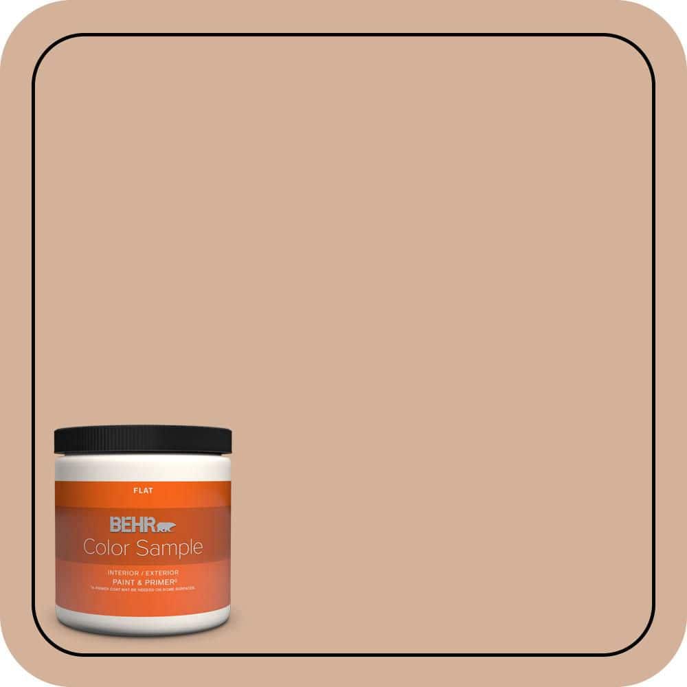 BEHR PREMIUM PLUS 8 oz. #S210-3 Sweet Tea Flat Interior/Exterior Paint ...