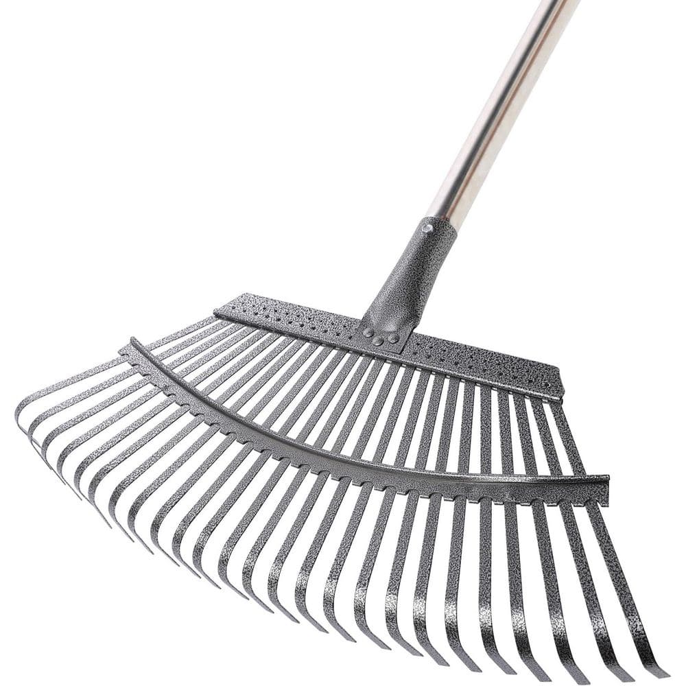 Misopily 68.9 in. Steel Handle Metal Rake Tine Rake Adjustable Long ...