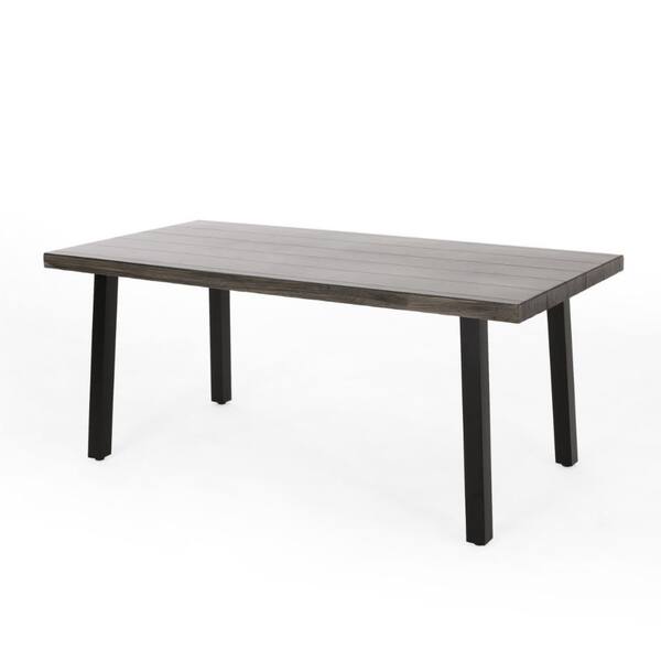Benjara Ricksy Gray Rectangle Aluminum Outdoor Dining Table BM323384 ...