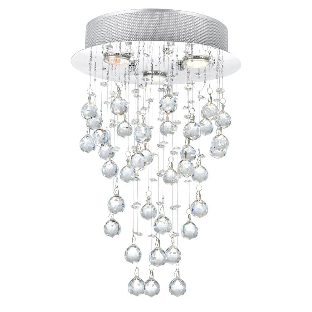 CWI Lighting Rain Drop 3 Light Flush Mount With Chrome Finish 6601C12C ...