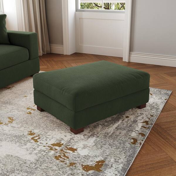 Uixe 41.5 in. Green Corduroy Fabric Rectangle Ottoman with Wood Legs ...