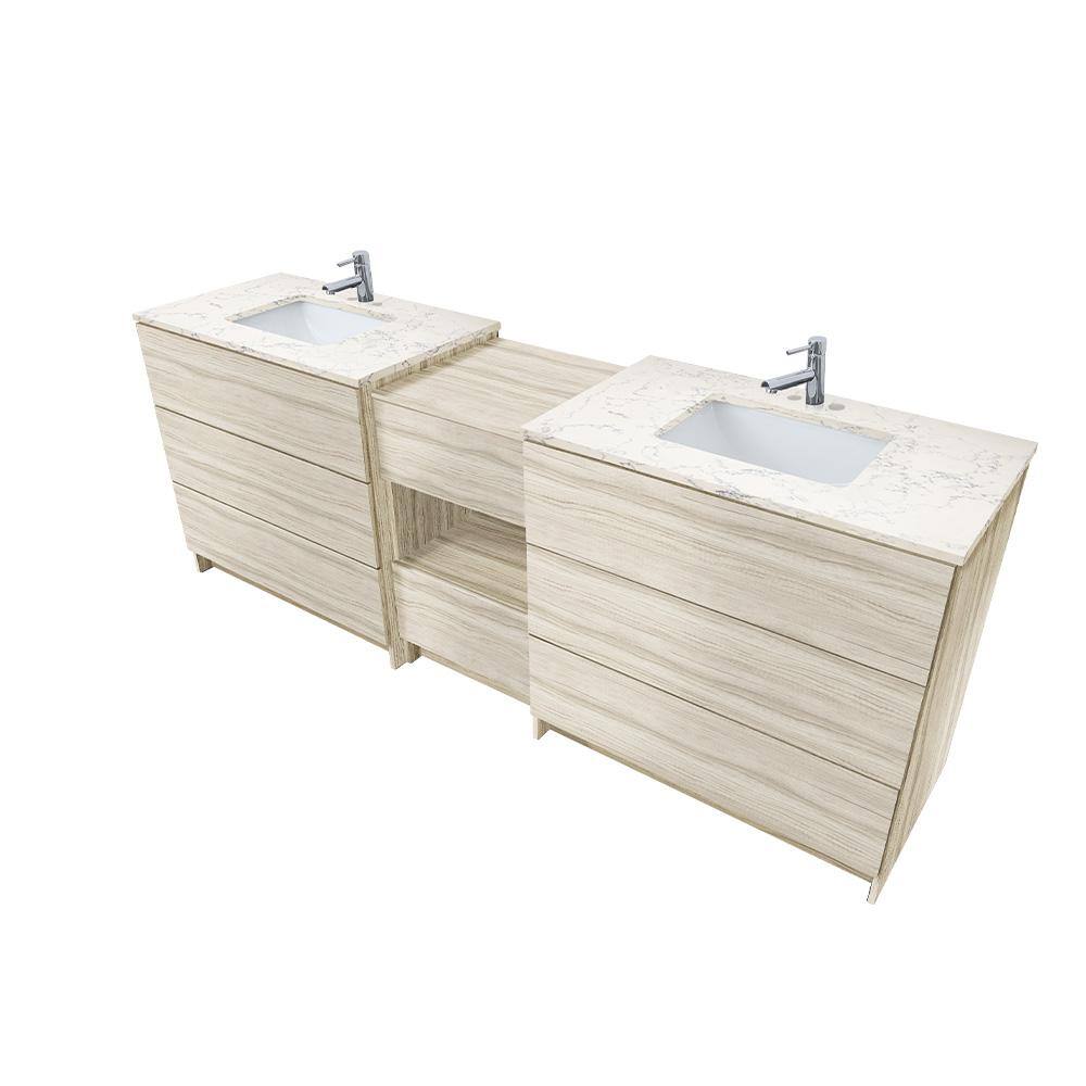 Ella Element 92 in. W x 22 in. D x 35 in. H Double Bath Vanity in Light ...