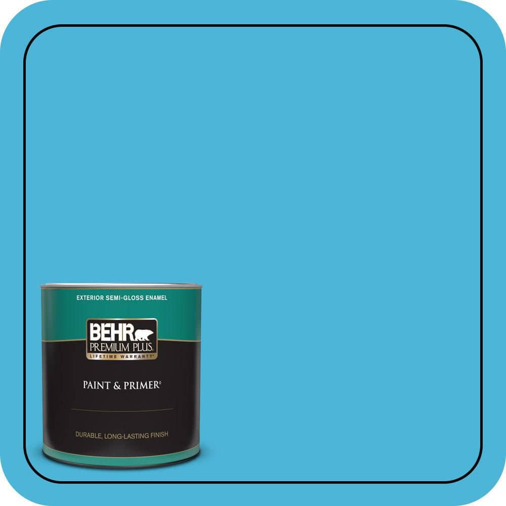 BEHR PREMIUM PLUS 1 qt. #P490-4 Aztec Sky Semi-Gloss Enamel Exterior ...
