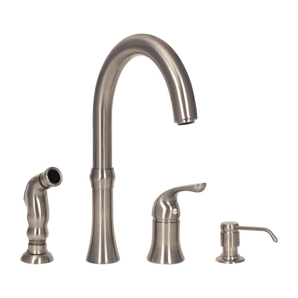 MR Direct 4-Hole Single-Handle Standard Kitchen Faucet with Side Spray ...