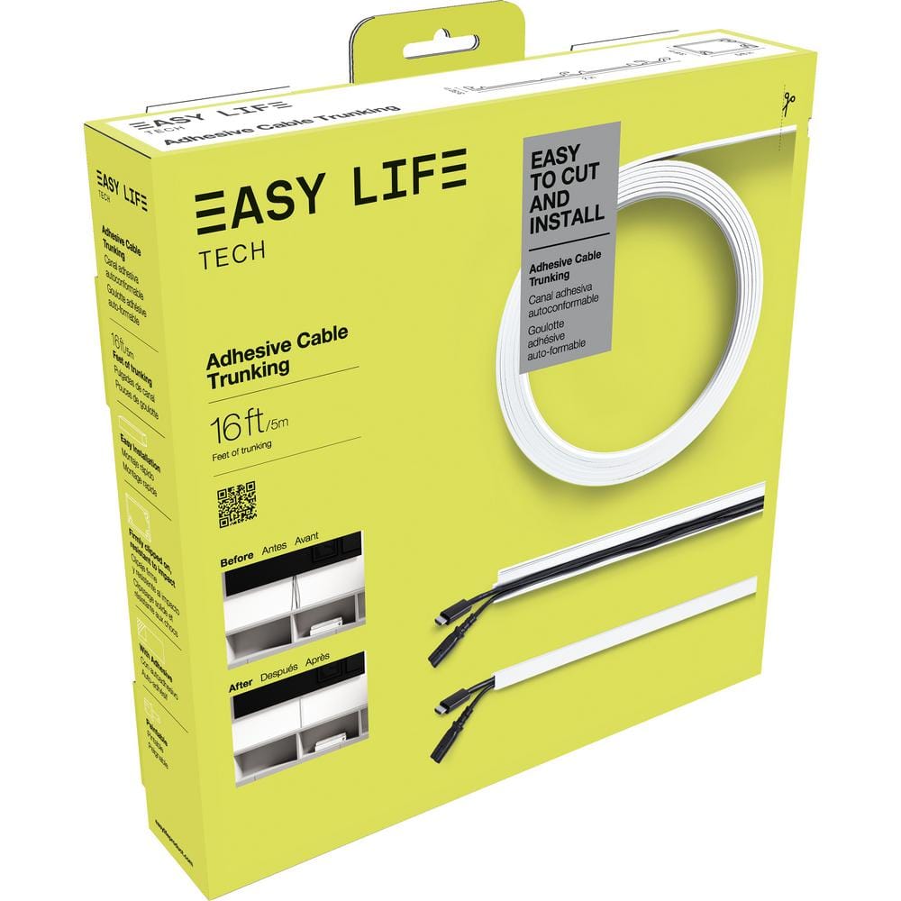 EasyLife Tech 16 ft. Cable Raceway Roll to Conceal Wires - White - 5/8 ...