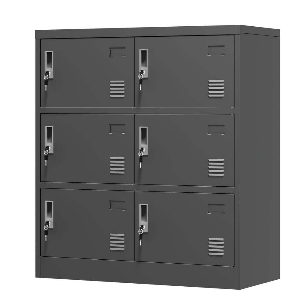 Tidoin 3-Tier Metal Storage Cabinet Locker with 6-Door in Black HIST ...