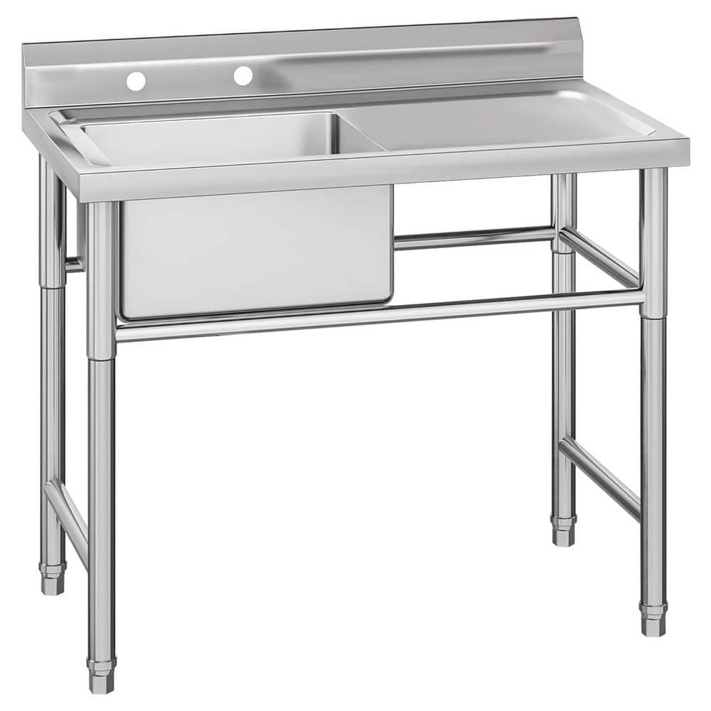 Freestanding Stainless Steel Laundry/Utility Sink, Single Bowl with ...