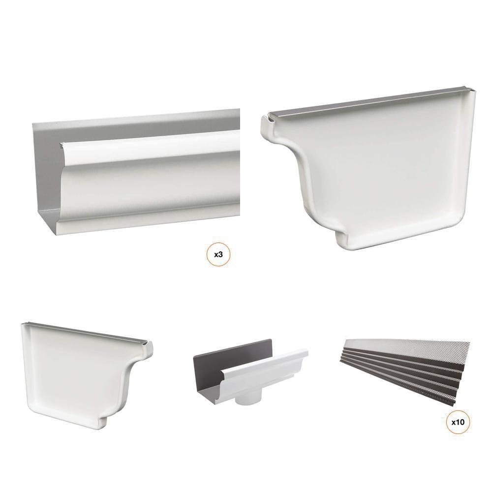 Amerimax Home Products 5 in. x 10 ft. White Aluminum Gutter Combo with ...