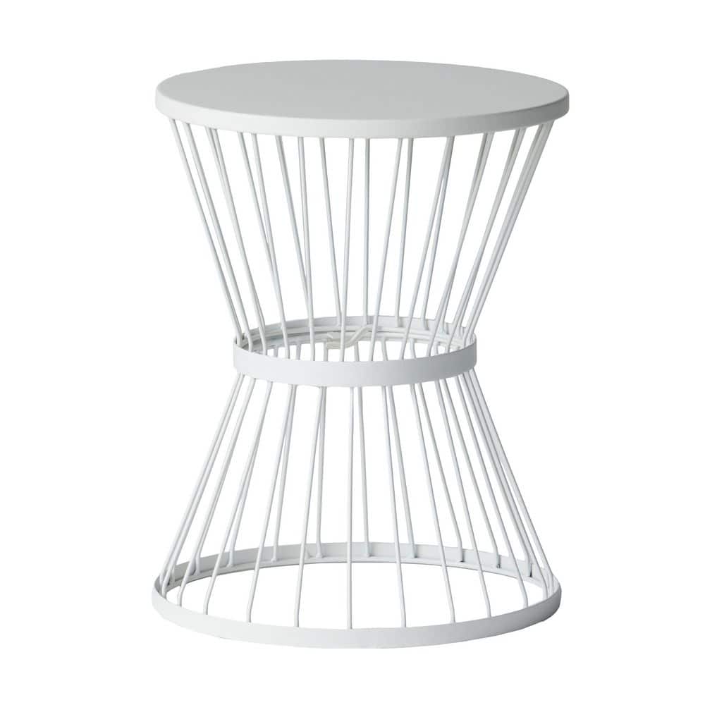 Tenleaf 16.25" Matte White Metal Round Outdoor Side Table FCBF15-987 ...