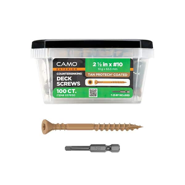 CAMO #10 x 2-1/2 in. Tan ACQ Rated Star Drive Flat Head Wood Deck Screw ...
