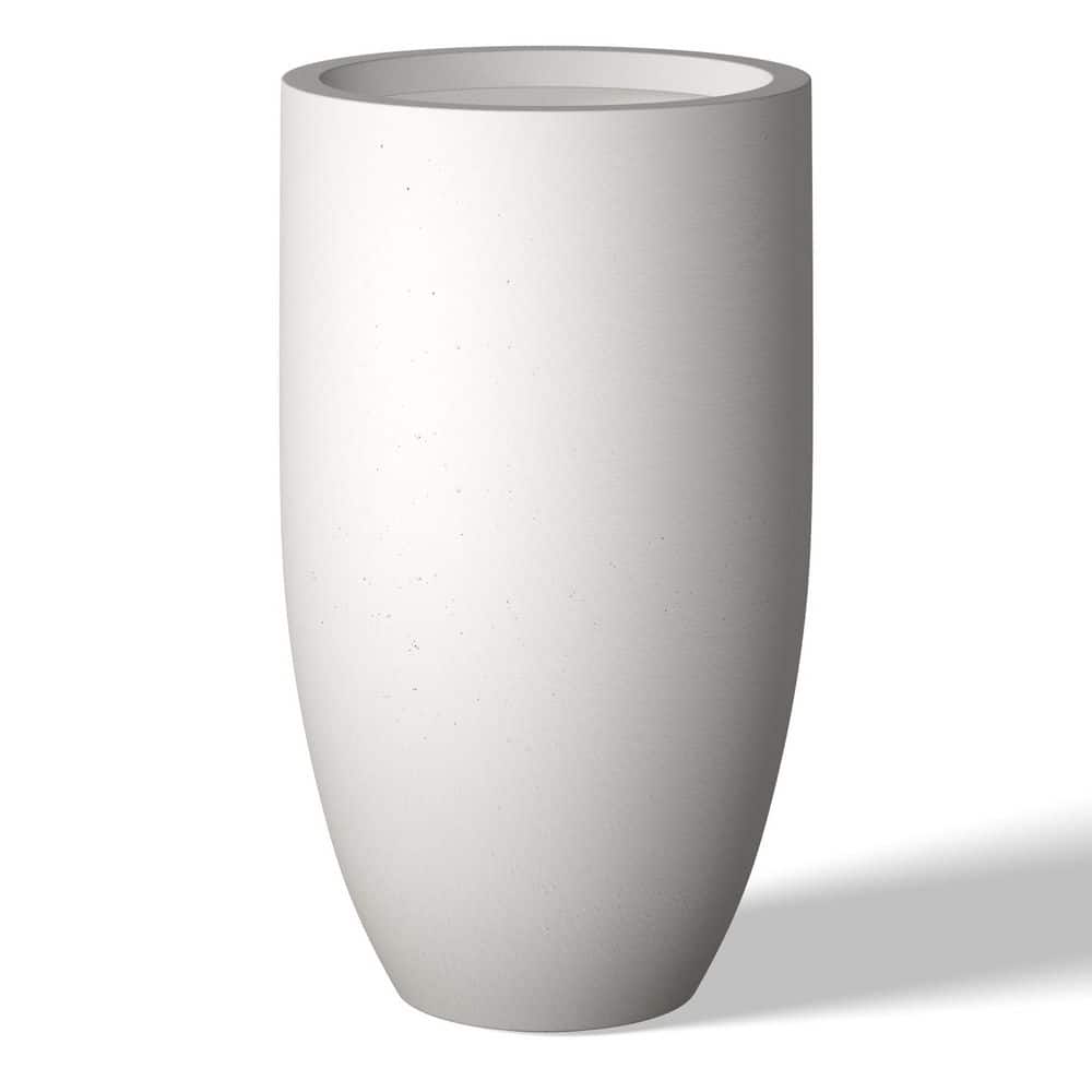 Sapcrete 14 in. Large Crisp White(Enhanced Core) Concrete Round Planter ...