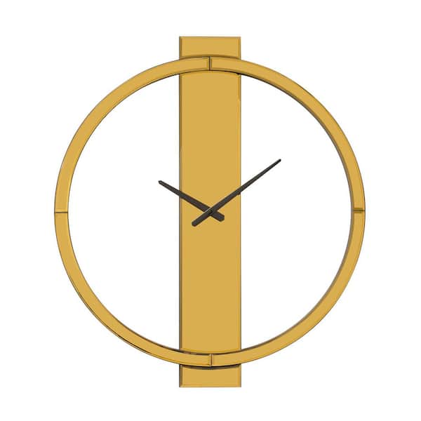THKSHOUZ Golden Analog Round Glass Mirror Wall Clock SF-MC126GD - The ...