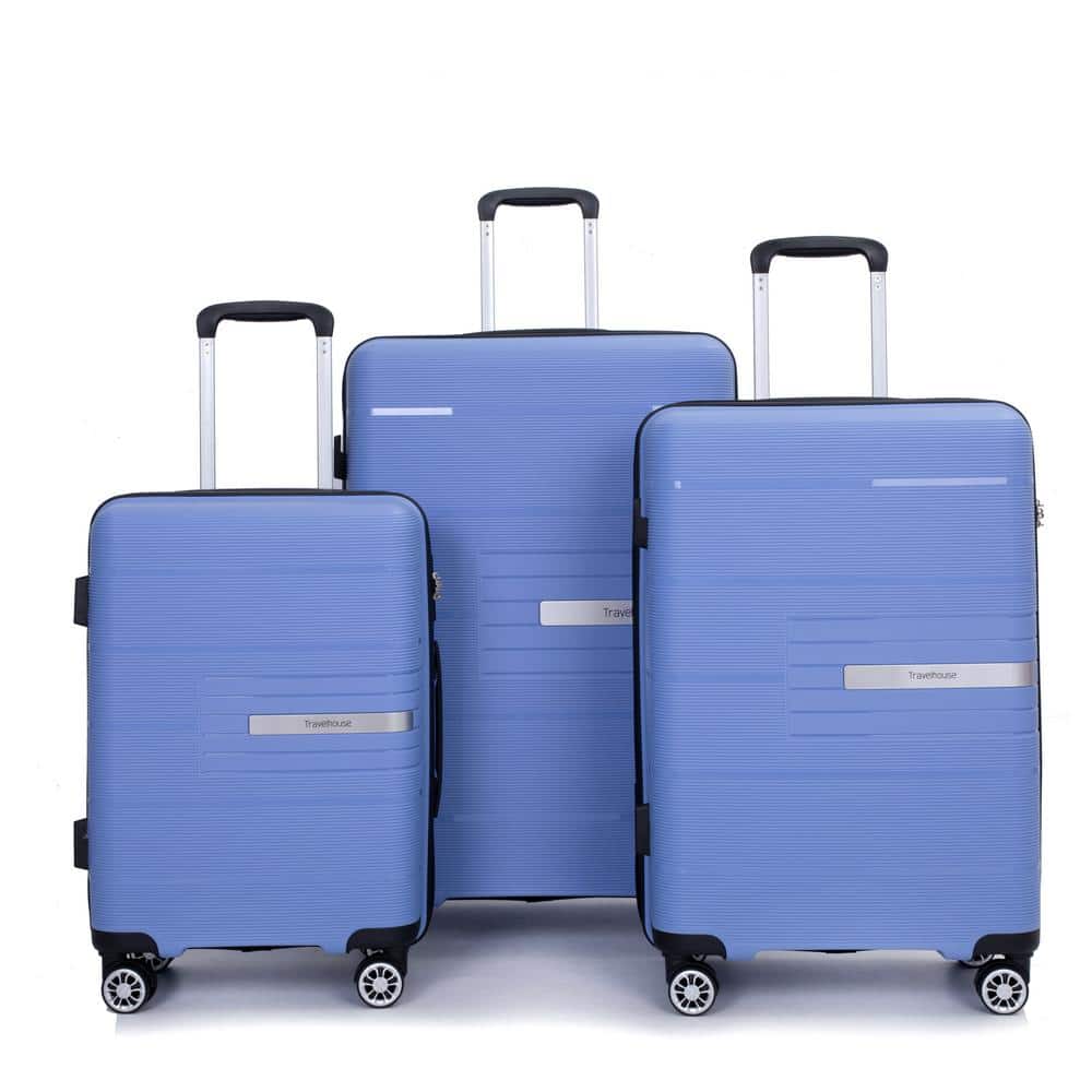 Tatahance 3-Piece Purplish Blue Polypropylene Lightweight Hardside ...