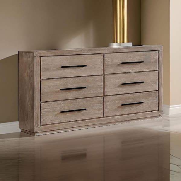 Benjara Brown 6 Drawer 64 in. Dresser Without Mirror BM203230 - The ...