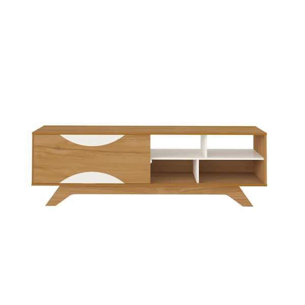 Bertolini Bertolini 63 in. Freijo and Off-White Wood TV Stand Fits TVs ...