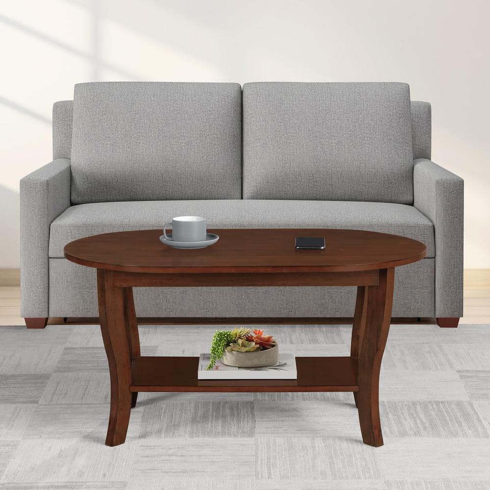Convenience Concepts American Heritage 36 in. Espresso Oval MDF Coffee Table with Shelf R6-446 ...