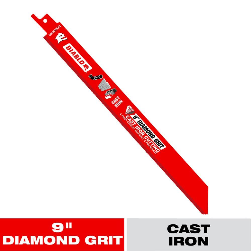 DIABLO 9 in. Diamond Grit Reciprocating Saw Blade for Cast Iron Cutting DS0930DGX The Home Depot