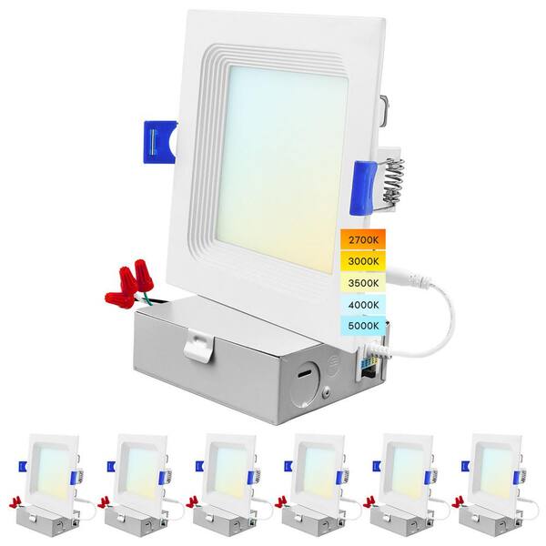 LUXRITE 4 in. Ultra-Thin Canless 12-Watt 5 Color Selectable New ...