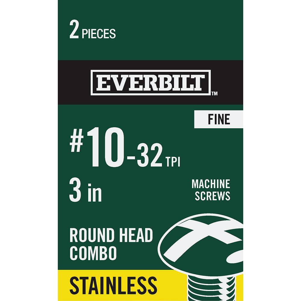 Everbilt 10 32 X 3 In Combo Round Head Stainless Steel Machine Screw Everbilt 10 32 X 3 In Combo Round Head Stainless Steel Machine Screw