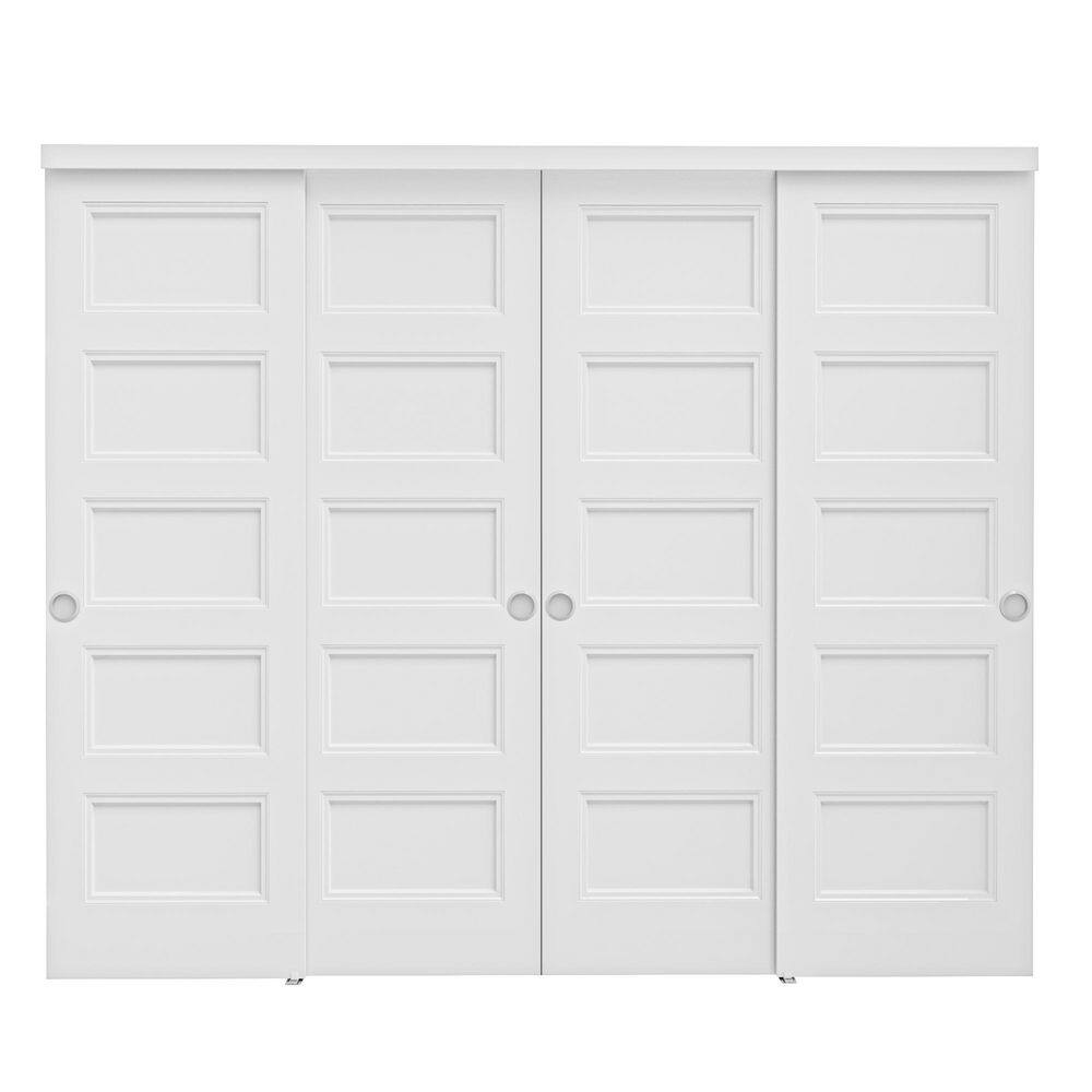 ARK DESIGN 96 in. x 80 in. Paneled 5-Lite White Primed MDF Composite ...